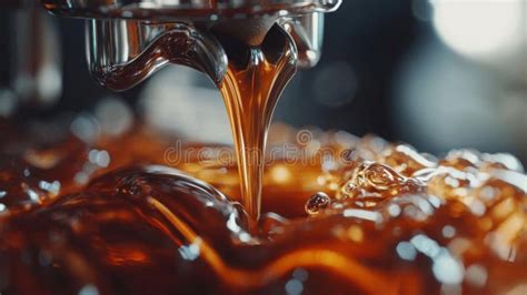 Espresso Brewing Process Rich Brown Liquid Flows Stock Illustration