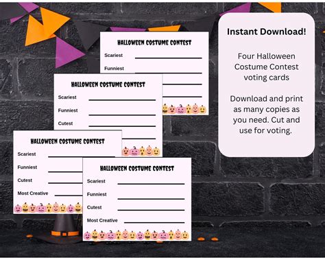 Halloween Costume Contest Voting Cards And Sign Printable Halloween