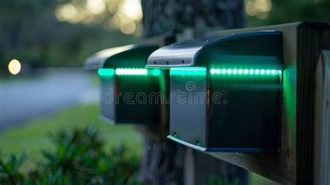 An Upclose Shot Of A Solarpowered Mailboxs Notification System Displaying The Bright Green Light
