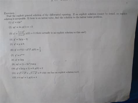 Solved Erercises Find The Explicit General Solution Of The Chegg Com
