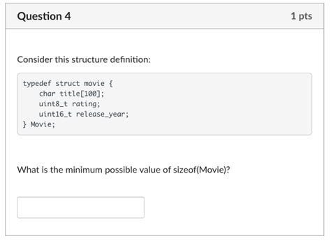 Solved Question Pts Identify The Kind Of Data Type Of Chegg