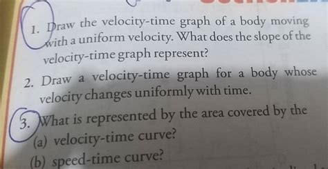Draw The Velocity Time Graph Of A Body Moving With A Uniform Velocity