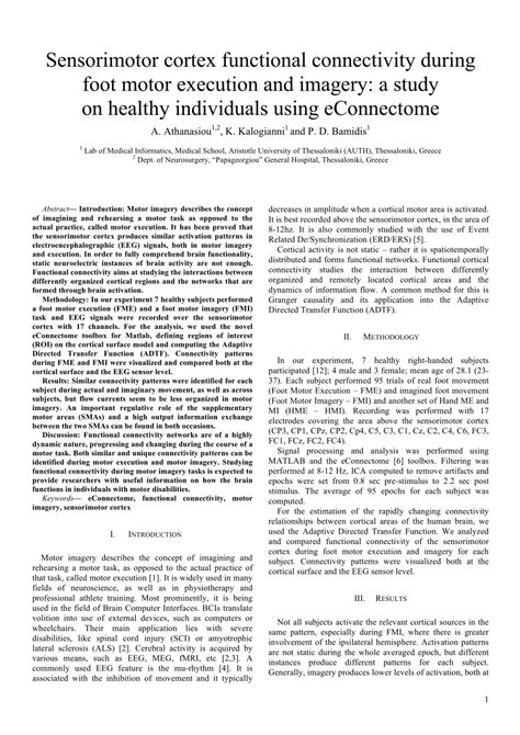 pdf sensorimotor cortex functional connectivity during foot motor