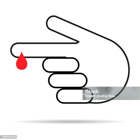 드롭 블러드 아이콘 섀도우 의료 건강 검사 기호 제어 측정 벡터 일러스트가 있는 손 손가락 건강관리와 의술에 대한 스톡 벡터
