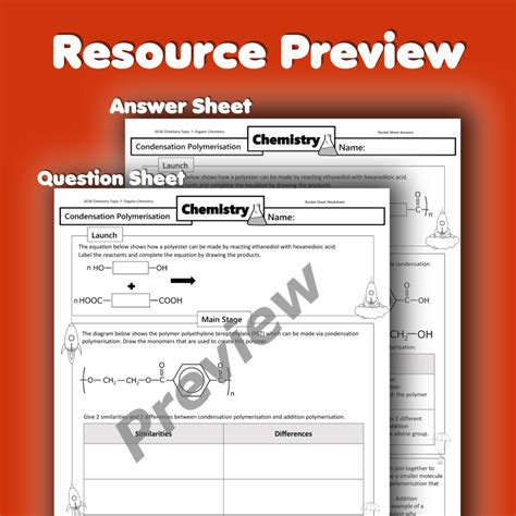 Condensation Polymerisation Home Learning Worksheet Gcse Uk