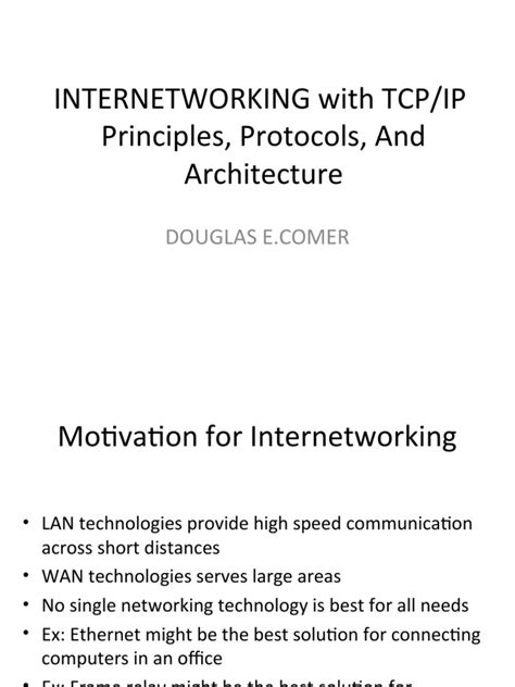 Internetworking With Tcpip Principles Protocols And Architecture
