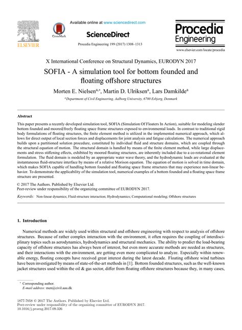 Pdf Sofia A Simulation Tool For Bottom Founded And Floating Offshore Structures