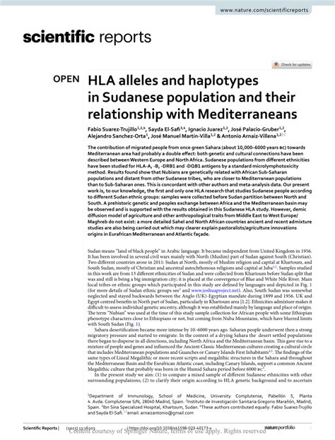Pdf Hla Alleles And Haplotypes In Sudanese Population And Their Relationship With Mediterraneans