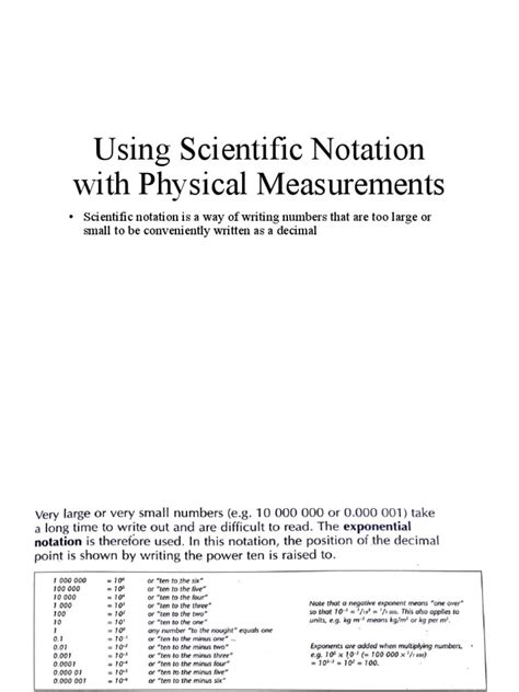 Using Scientific Notation With Physical Measurements Pdf