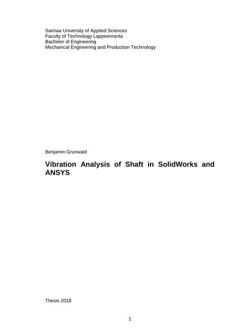 Pdf Vibration Analysis Of Shaft In Solidworks And Ansys Dokumentips