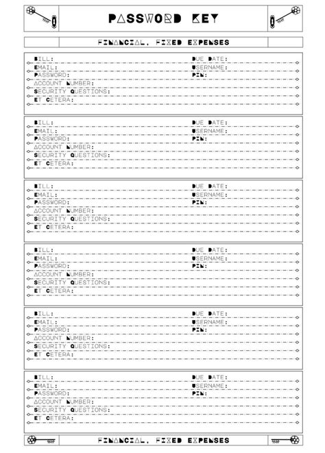 Password Key Log Chart Tracker A4 Letter Keep Passwords Safe