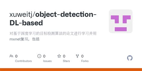Github Xuweitjobject Detection Dl Based 对基于深度学习的目标检测算法的论文进行学习并用