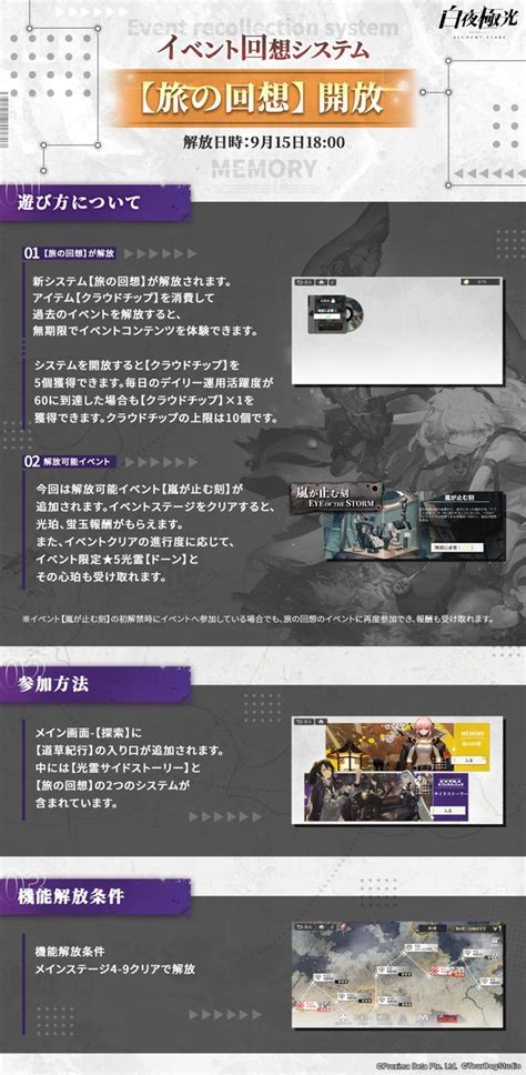 白夜極光 公式 On Twitter 【旅の回想】 ゲーム内に新たにイベント回想システム「旅の回想」が追加されました🎉 アイテム「クラウド