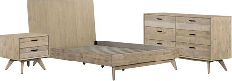 Baly Acacia Mid Century Gray Sandblast Platform Bedroom Set By Armen