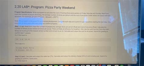 solved 2 20 lab program pizza party weekend program
