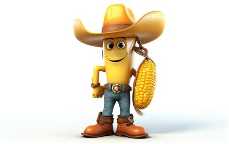 Premium Photo 3d Boy With Corn On White Background