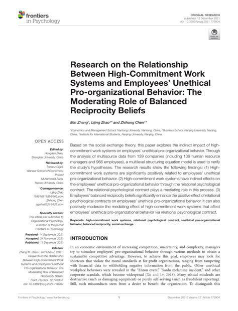 Pdf Research On The Relationship Between High Commitment Work Systems