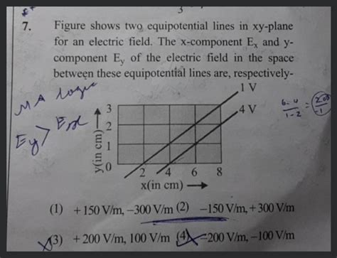 7 Figure Shows Two Equipotential Lines In Xy Plane For An Electric Field