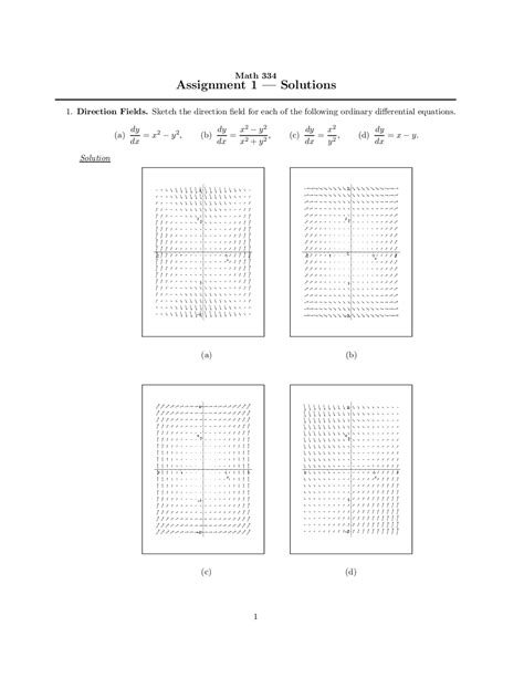 Direction Fields Math Assignment Solutions Docsity