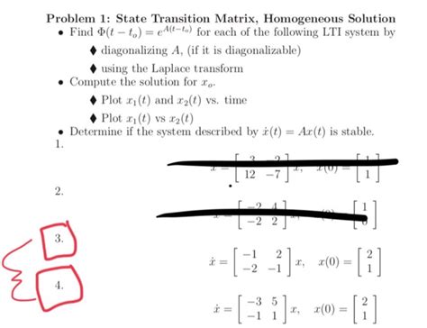 Solved Problem 1 State Transition Matrix Homogeneous