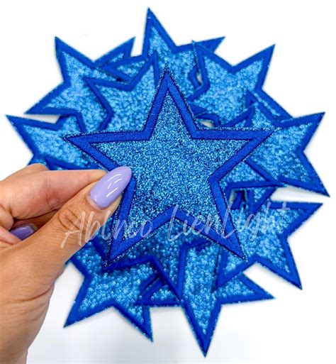 3” Blue Star Patch Glitter Star Patch Small Star Patch Iron On Patch Trucker Hat Patches
