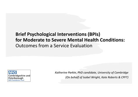 Pdf Brief Psychological Interventions Bpis For Moderate To Severe Mental Health Conditions