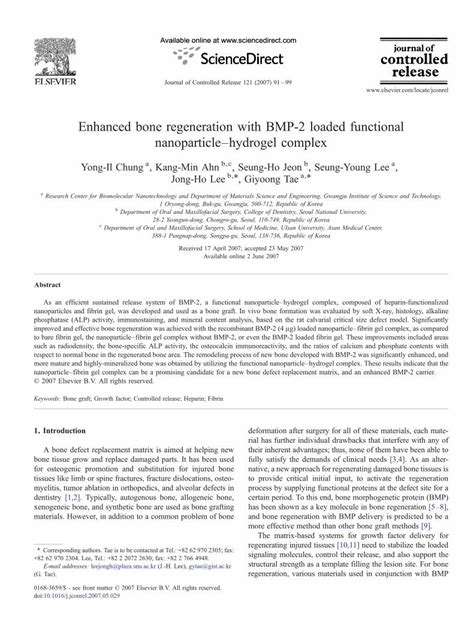 Pdf Enhanced Bone Regeneration With Bmp 2 Loaded Functional