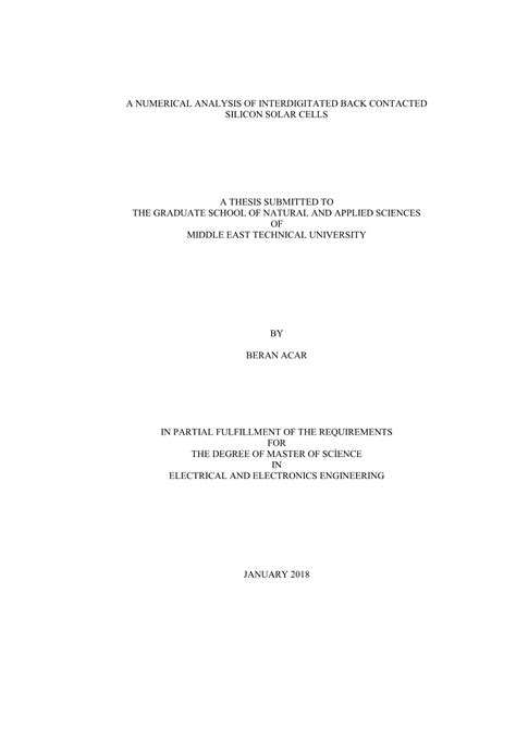 A Numerical Analysis Of Interdigitated Back Contacted Silicon Solar Cells Docslib