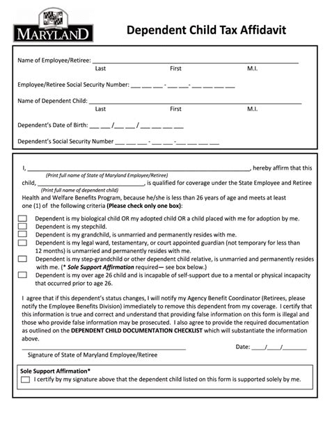 Fillable Online Dependent Affidavit 513 Umces Fax Email Print Pdffiller