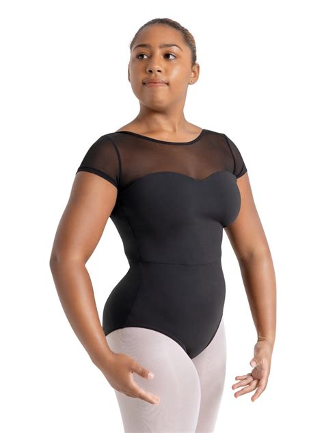 Capezio Mesh Yoke Short Sleeve Leotard Ladies Opening Night Dancewear