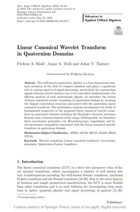 Linear Canonical Wavelet Transform In Quaternion Domains Request Pdf