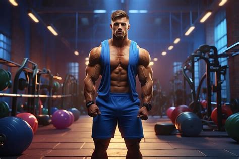 Premium Photo Muscular Man Bodybuilder Training In Gym Posing Fit