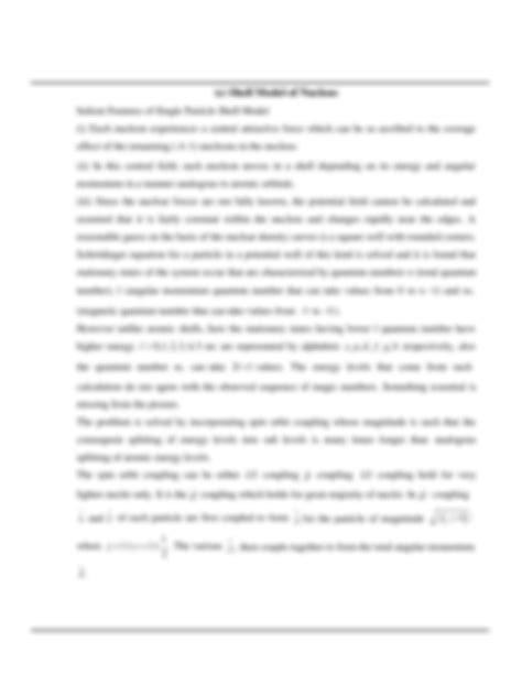 solution shell model of nucleus prediction of angular momentum and