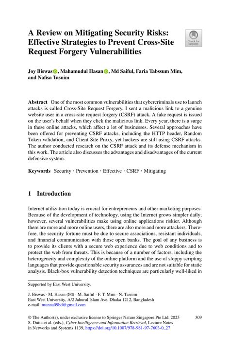 Pdf A Review On Mitigating Security Risks Effective Strategies To Prevent Cross Site Request