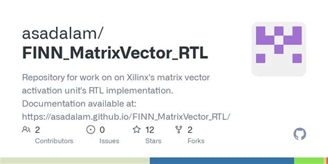 Github Asadalamfinnmatrixvectorrtl Repository For Work On On
