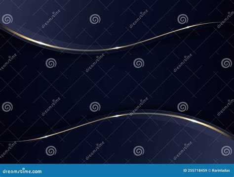 Banner Web Template Abstract Blue And Golden Wave Curved Lines Overlapping Layer Design On Dark