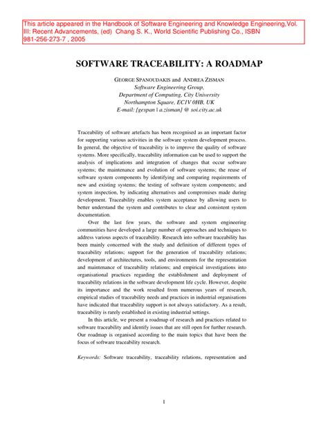 Pdf Software Traceability A Roadmap