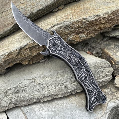 Chinese Dragon Totem Folding Knife Leones Marvelous Items