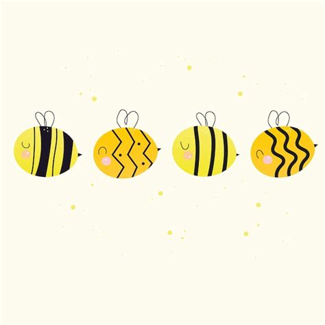 Premium Vector Several Cute Bees With Different Elements