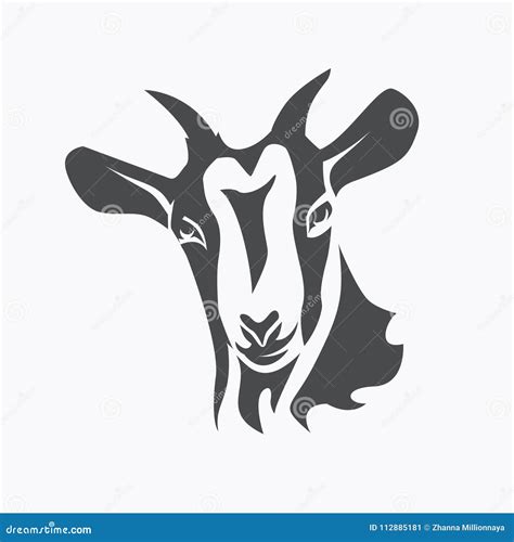 Goat Face Linear Illustration Saola Head Design Cartoon Vector