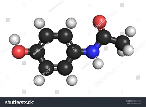 Paracetamol Acetaminophen Medication Molecule 3d Render Stock