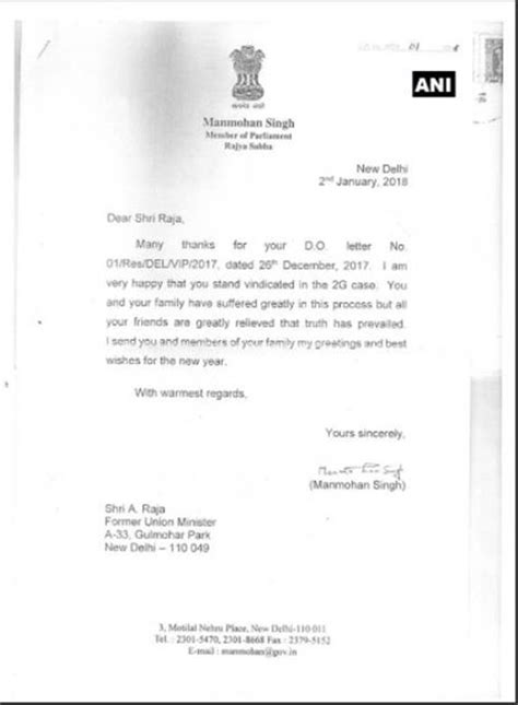 A Raja Writes To Manmohan Singh Understand Compulsions That Prevented You From Supporting Me In