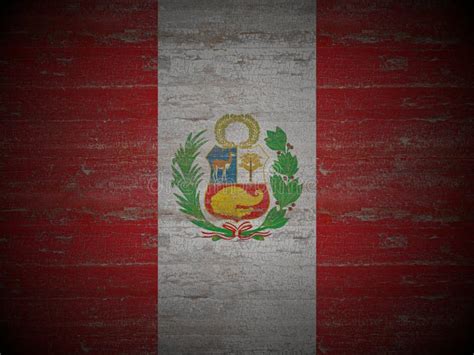 Antigua Bandera De Madera De Perú Stock De Ilustración Ilustración De