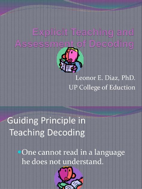 Explicit Teaching And Assessment Of Decoding Pdf Reading