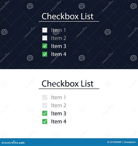 A Checkbox Form For The Website User Interface For The Website And