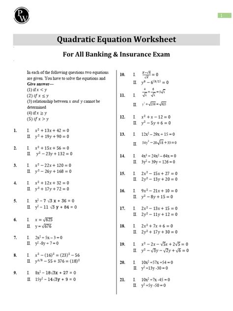Quadratic Equation Dpp Pdf Mathematics Algebra