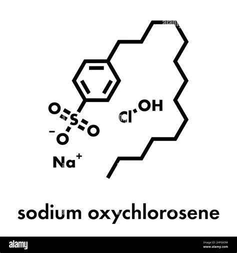 Sodium Oxychlorosene Antiseptic Molecule Skeletal Formula Stock Vector