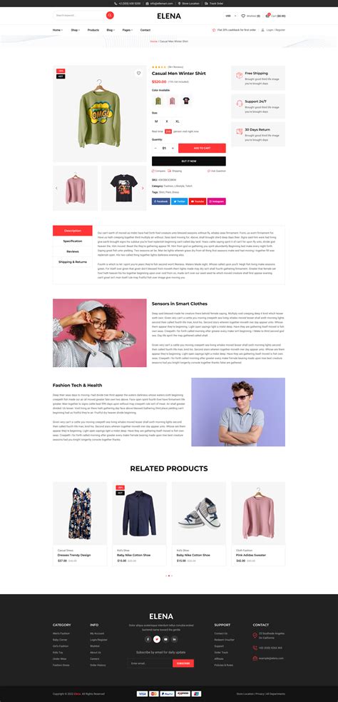 Elena Multipurpose Ecommerce Modern HTML Template By TentaZ ThemeForest