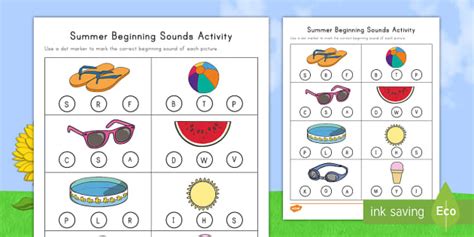 Summer Beginning Sounds Activity Ela Twinkl Usa Twinkl