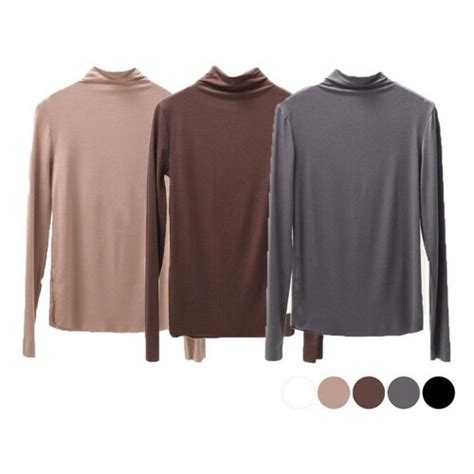 여성 얇은 반목 폴라 티셔츠 이너 긴팔 티셔츠 반목티 에이블리